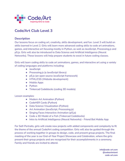 Publications - Code/Art Club Level 3- Syllabus - Page 1 - Created with ...