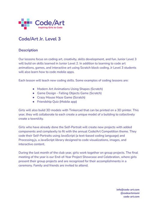 Publications - Code/Art JR. Level 3- Syllabus - Page 1 - Created with ...