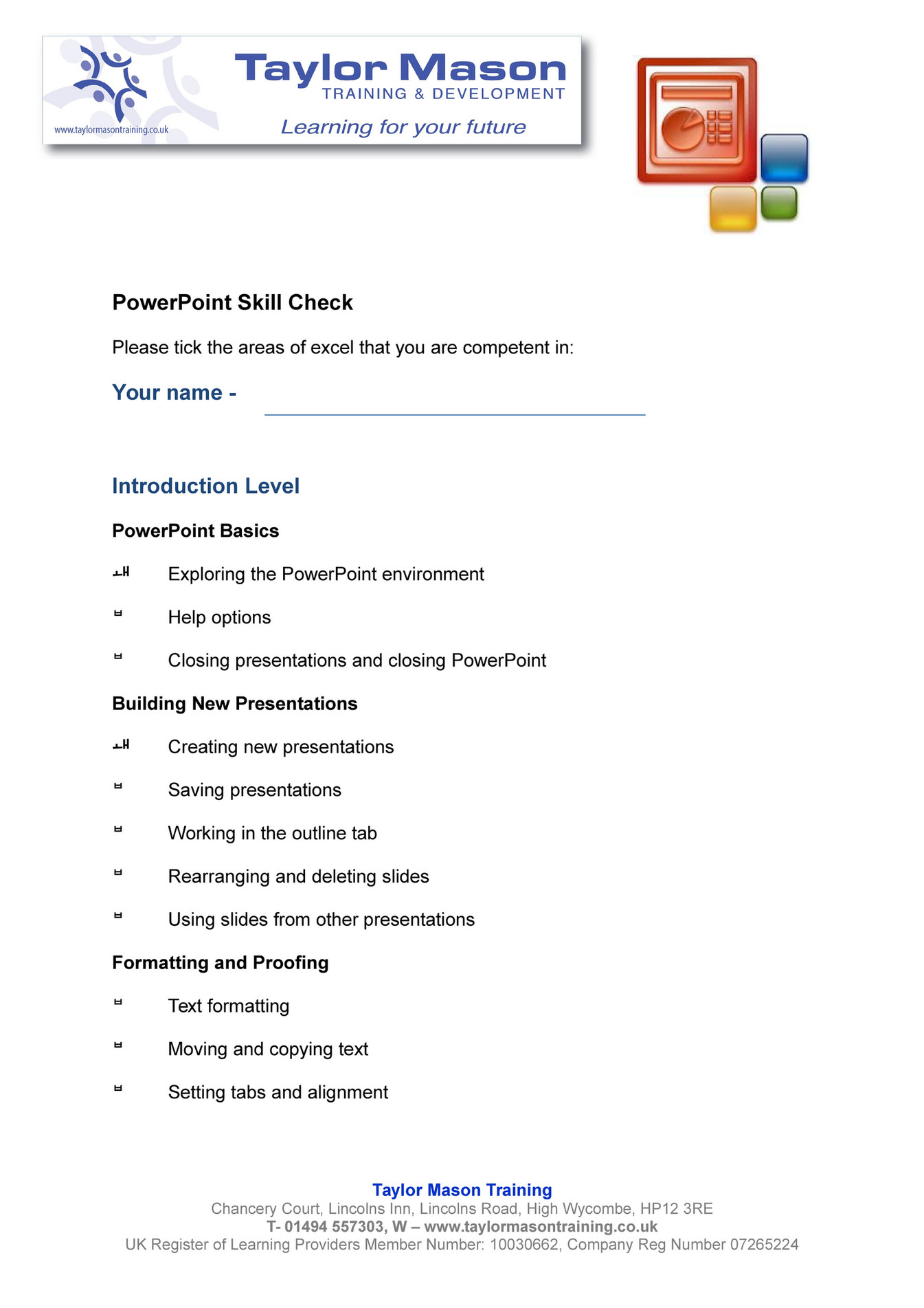 Taylor Mason - PowerPoint Skill Check Document Intro to Adv - Page 1 ...