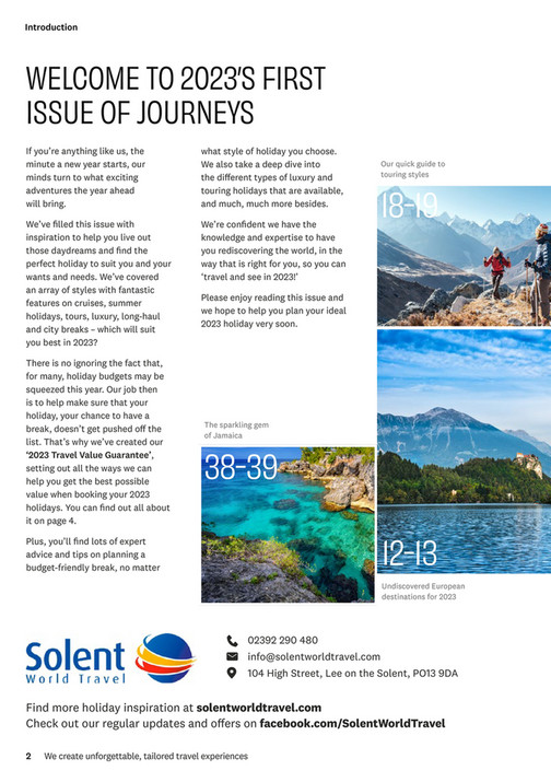Journeys Magazine January 2023 - Page 2-3 - Created with Publitas.com