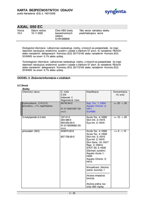Syngenta - msds_AXIAL 050 EC_2022-11-15.UFI - Stran 2–3
