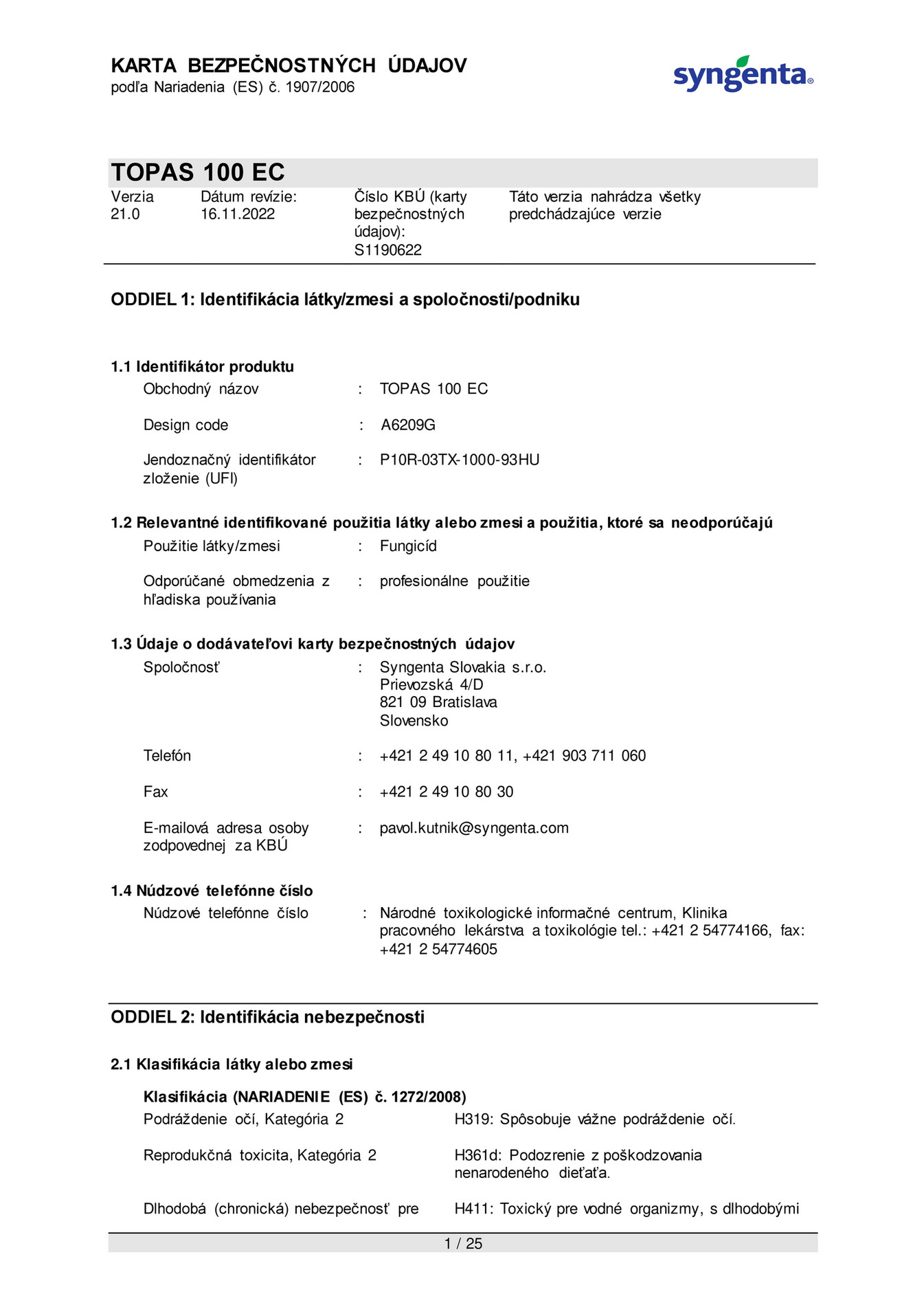 Syngenta - msds_TOPAS 100 EC_2022-11-16.UFI - Strana 1