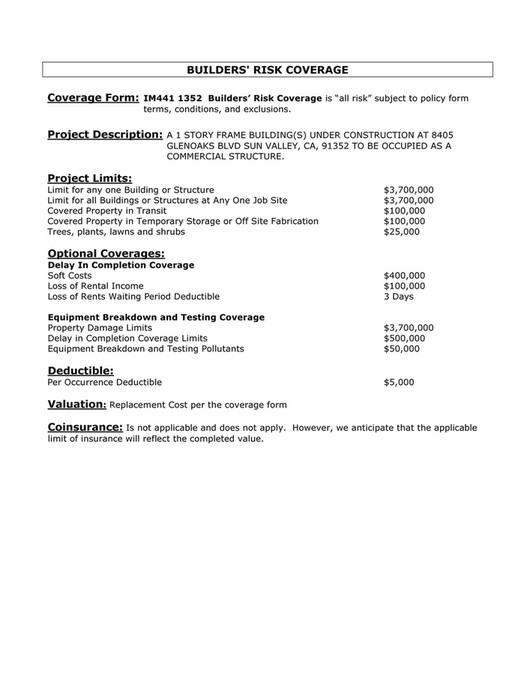 Arin Capital - Construction-Builders Risk insurance - Page 2-3 ...