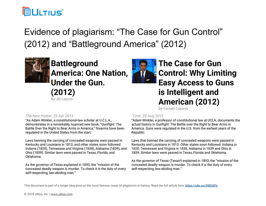 Ultius, Inc. - Plagiarism Comparison of "The Case for Gun Control: Why ...