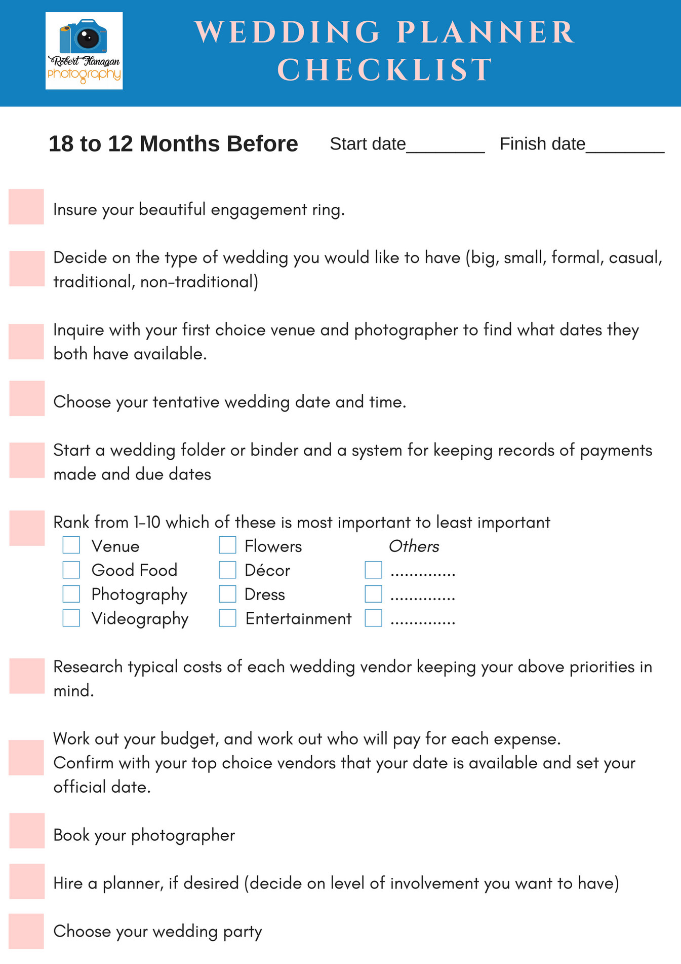 Robert Flanagan Photography - Wedding Checklist Planner - Page 1 ...