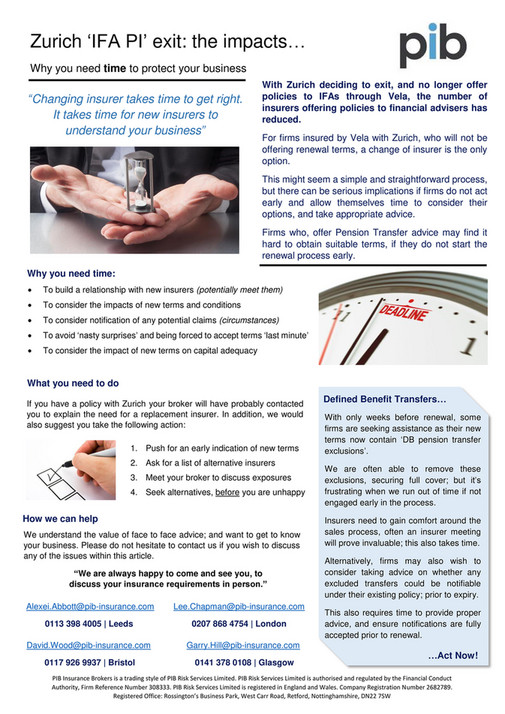 PIB - Zurich exits IFA market -The Impacts - Page 1 - Created with ...