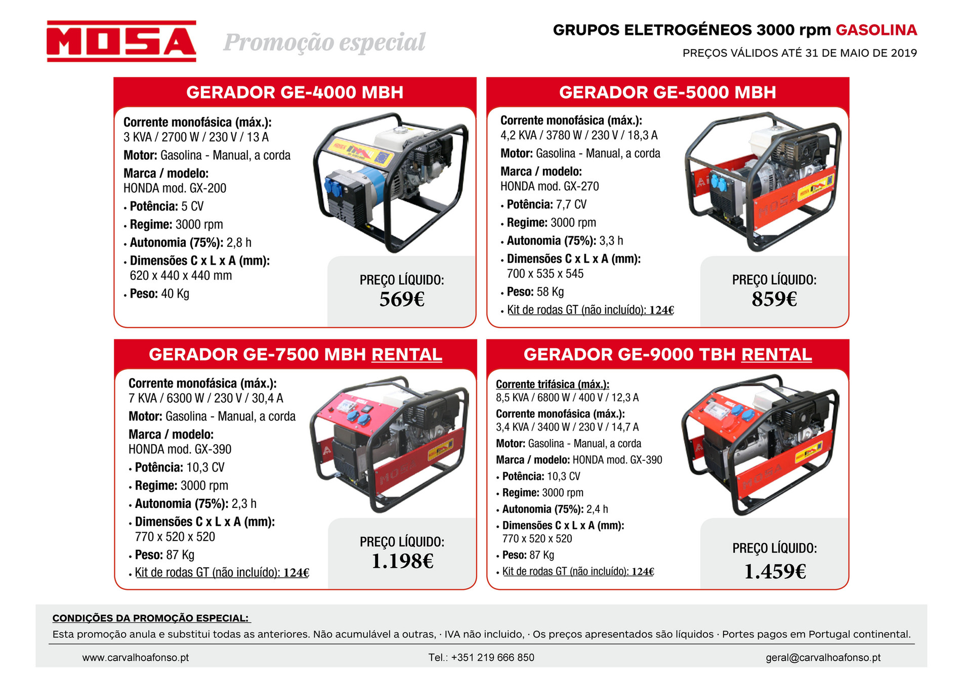 Carvalho & Afonso, Lda - Camp MOSA 3000 rpm Gasolina-2019_CA - Página 1 ...