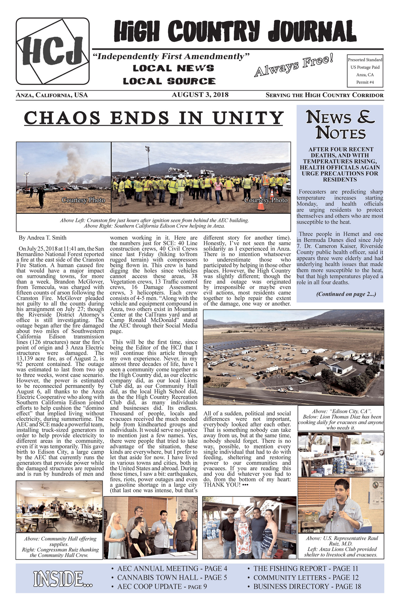 High Country Journal - HCJ-AUG-3-2018 - Page 1 - Created with Publitas.com