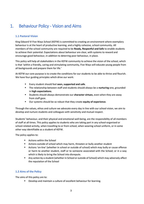 King Edward VI Five Ways Schoo - KEFW Behaviour Policy - Page 2-3 ...