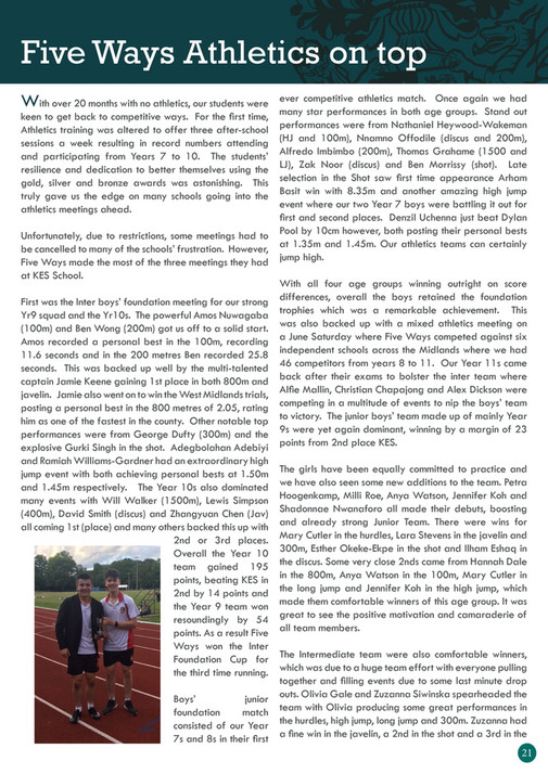 King Edward VI Five Ways School - The Chronicle 2020 21 - Page 20-21 ...