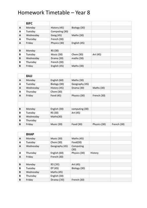 King Edward VI Five Ways Schoo - HomeWork Timetable Year 7 -9 - Page 4 ...