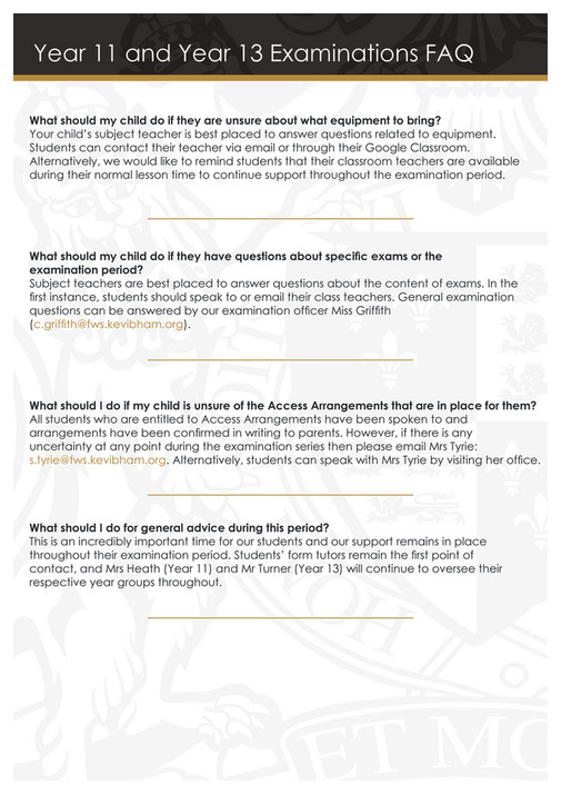 King Edward VI Five Ways Schoo - Year 11 and 13 Year Examinations FAQ - Page 2 - Created with ...