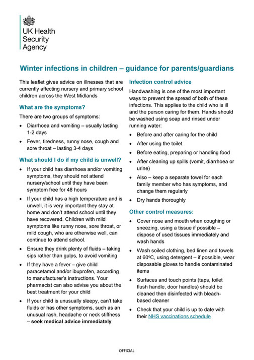 King Edward VI Five Ways School - UKHSA leaflet for parents on winter ...