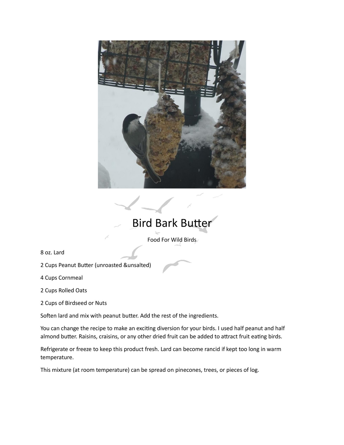 Sunny Meadows - Bird Bark Butter Recipe - Page 1 - Created with ...