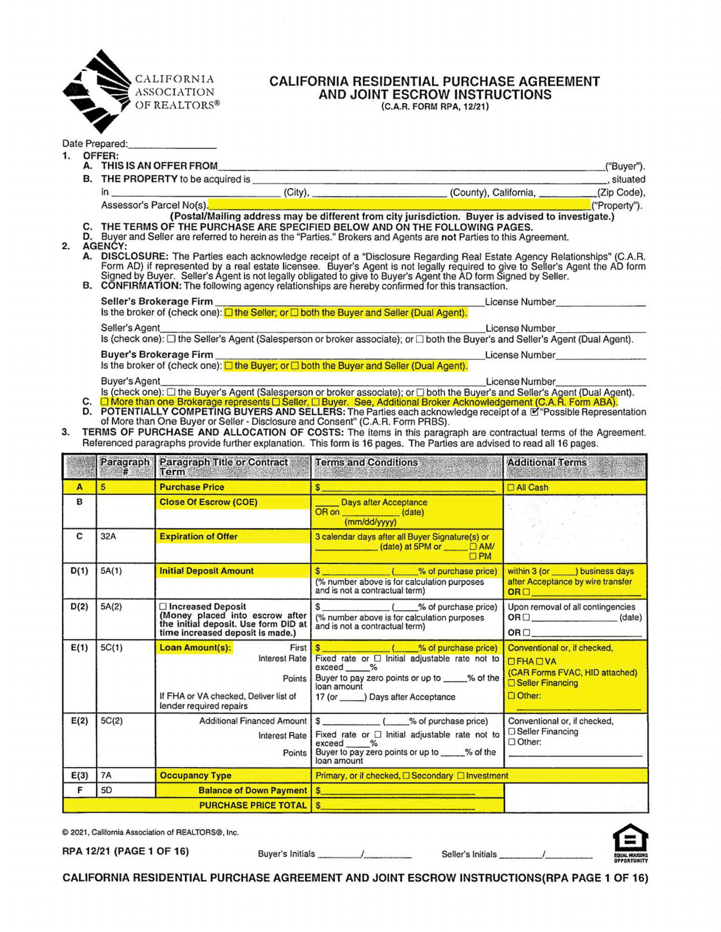 Coldwell Banker Hallmark Realty - RPA and Additional Forms - 2021 - Page 2