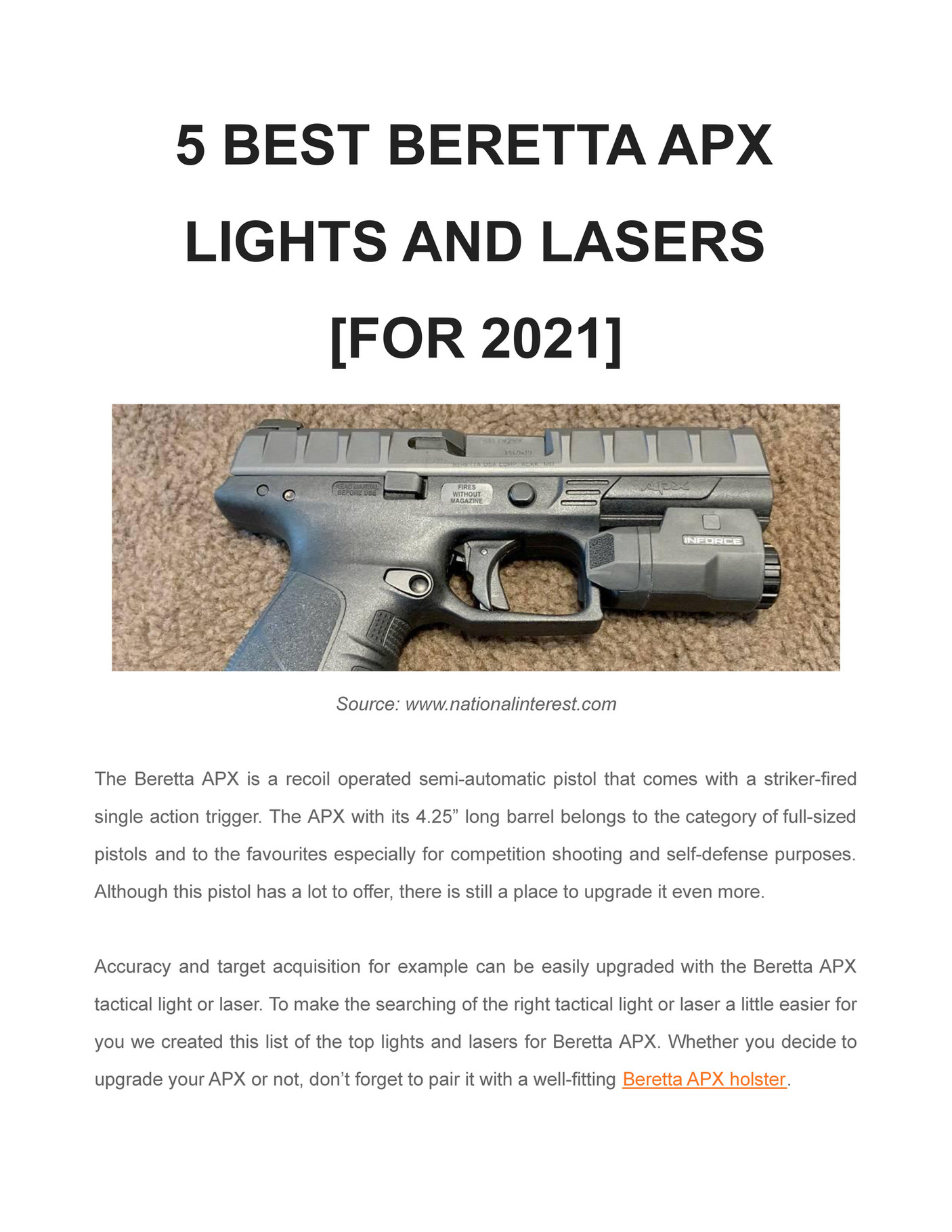 Craft Holsters - 5 BEST BERETTA APX LIGHTS AND LASERS [FOR 2021] - Page ...