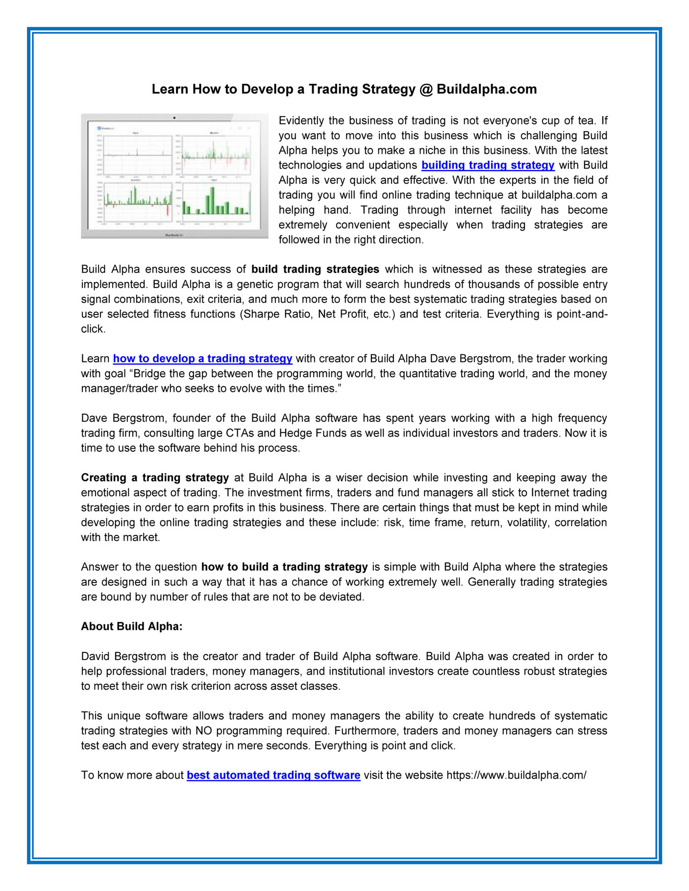 Build Alpha Automated Trading System Builder - Learn How to Develop a ...