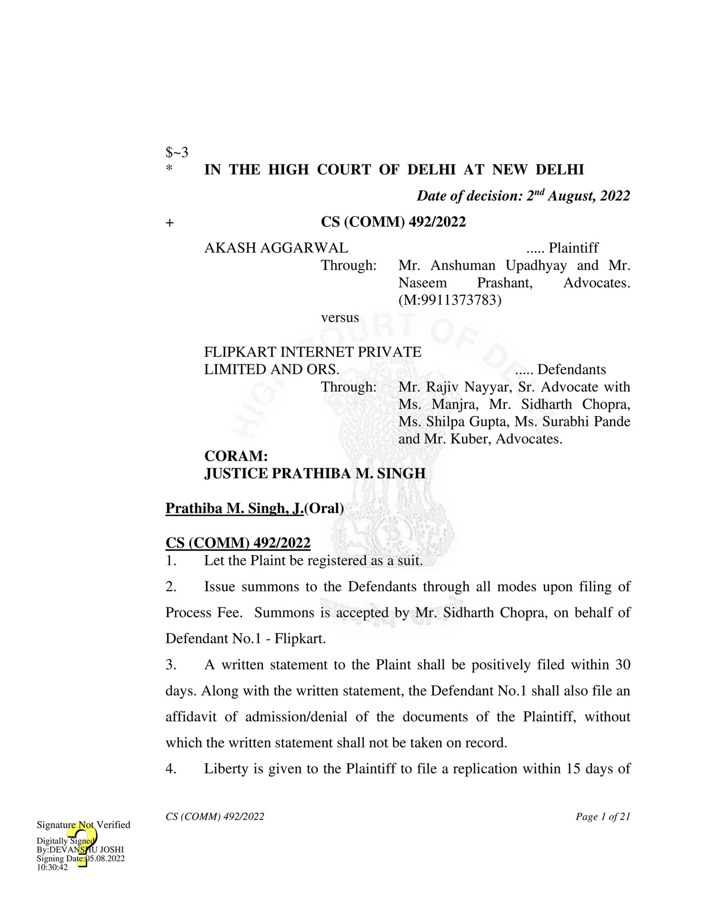 AJAY AMITABH SUMAN - Akash Aggarwal Vs Flipkart India - Page 1 - Created with Publitas.com