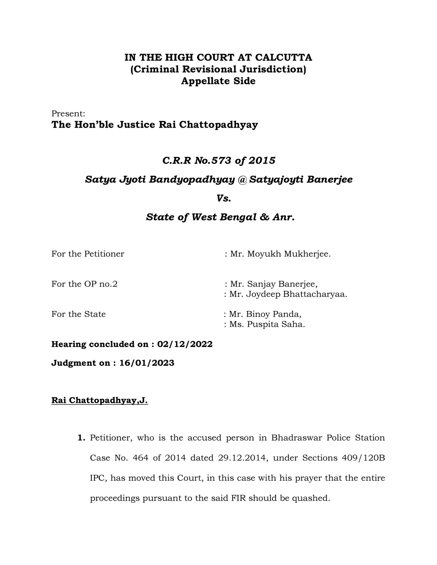 AJAY AMITABH SUMAN - Satya Jyoti Bandyopadhyay Vs State of West Bengal.PDF - Page 1 - Created ...