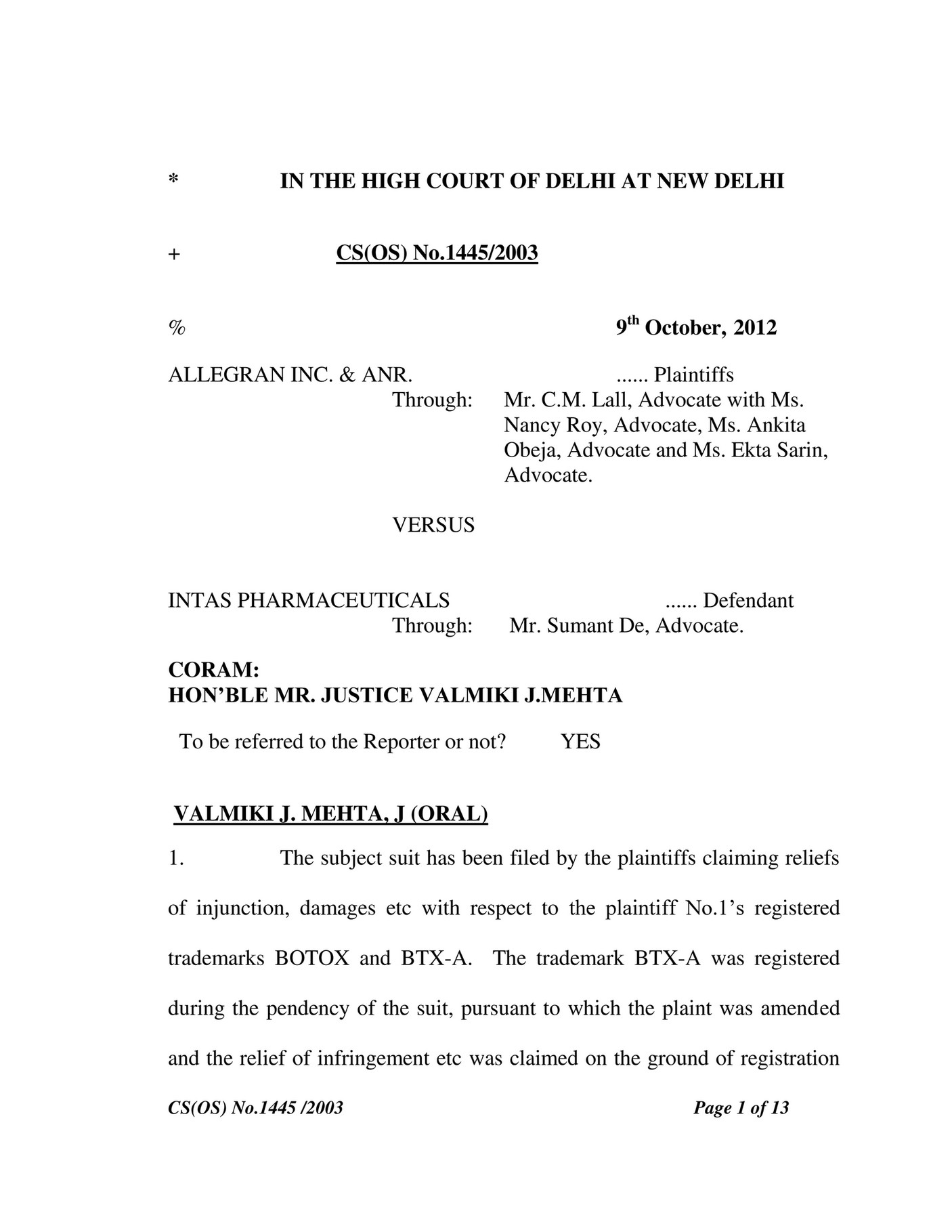 AJAY AMITABH SUMAN - Allergan Inc Vs Intas Pharma - Page 1 - Created ...