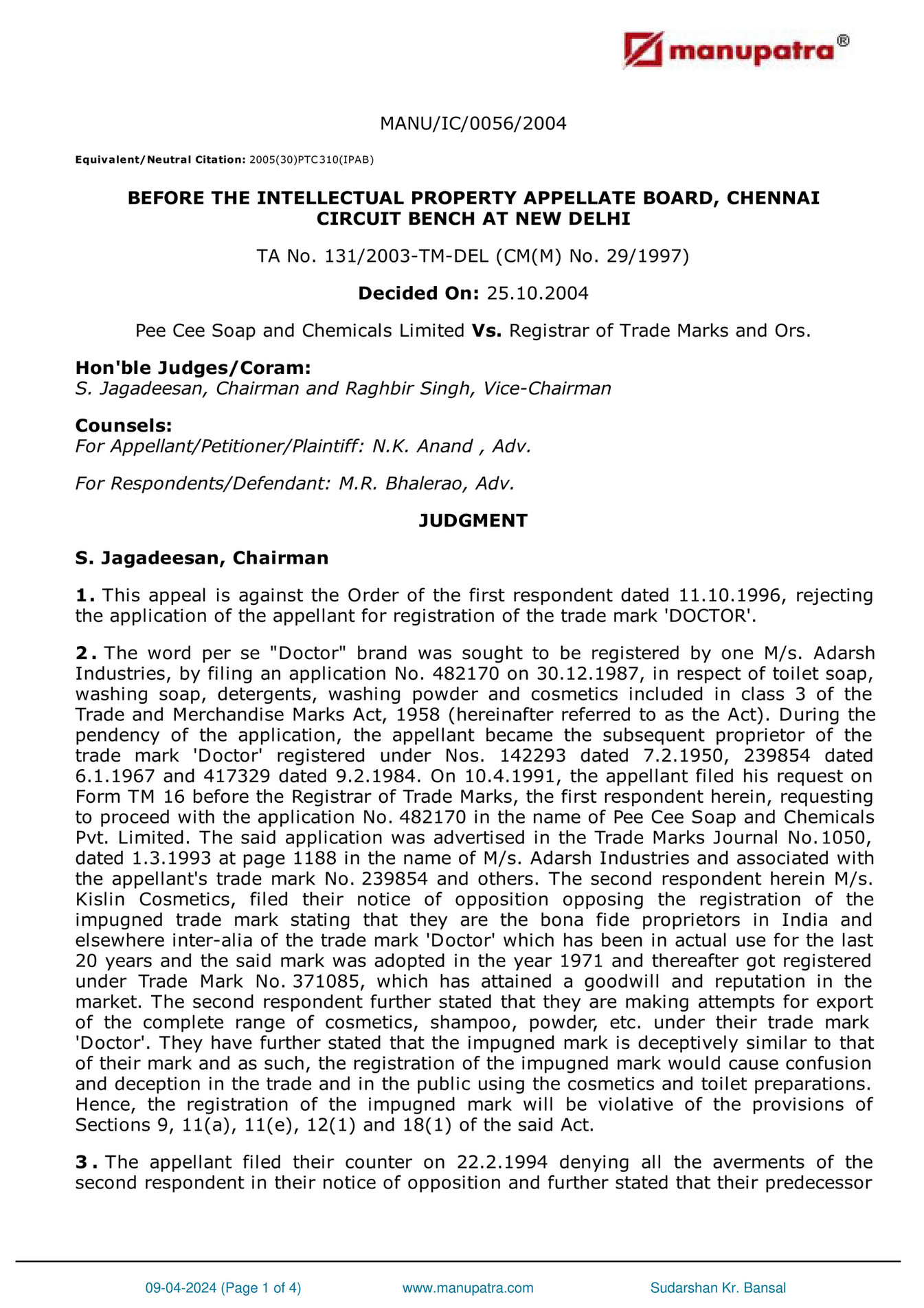 AJAY AMITABH SUMAN - Pee Cee Soap and Chemicals Vs Registrar of ... AJAY AMITABH SUMAN - Pee Cee Soap and Chemicals Vs Registrar of ...