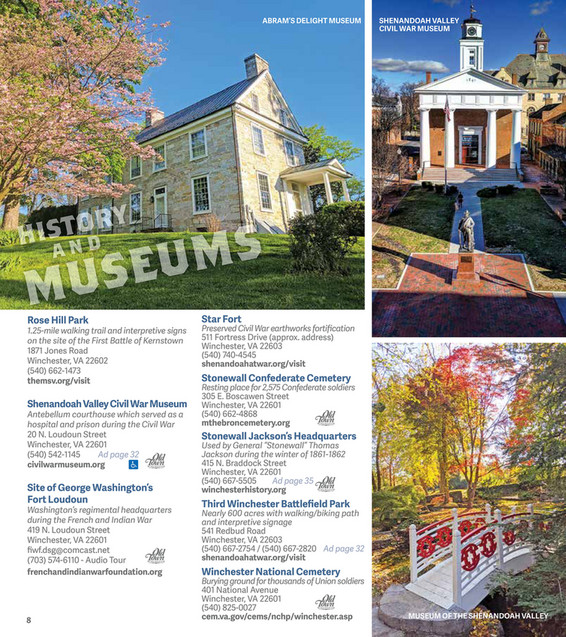 Winchester-Frederick County Virginia Visitors Guide - Page 8-9 - Created with Publitas.com
