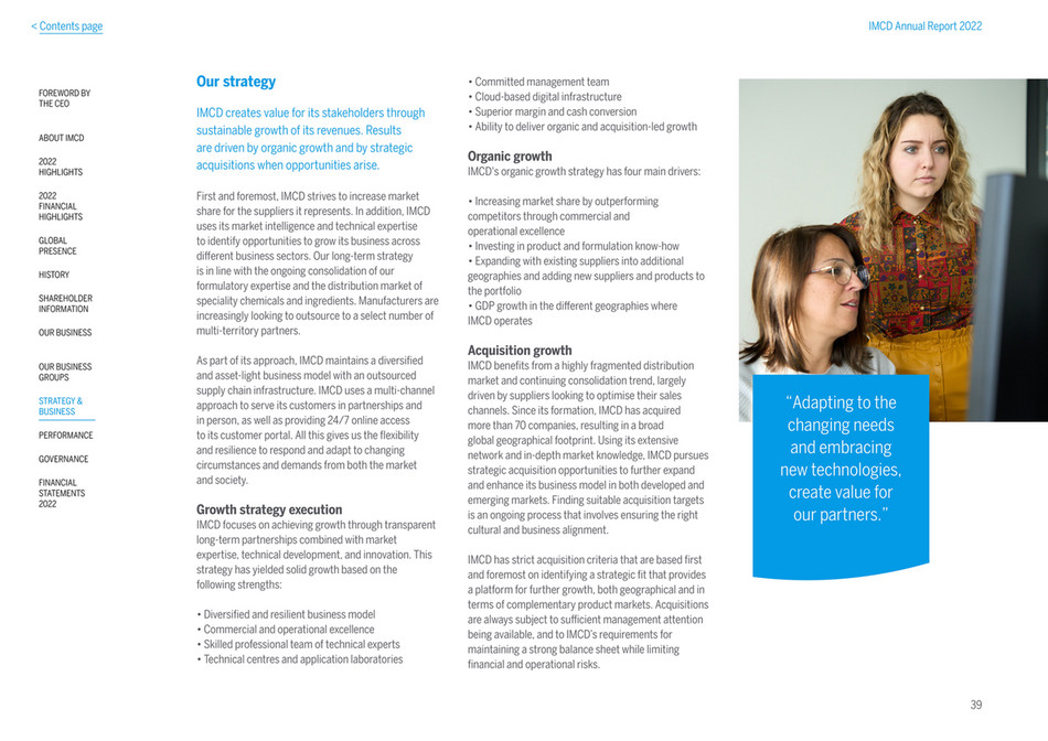 cfreport - IMCD Annual Report 2022 - Page 39
