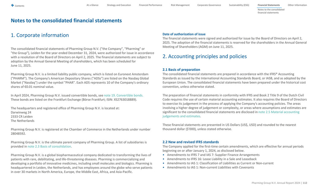 cfreport - Pharming Annual Report 2024 - Page 112