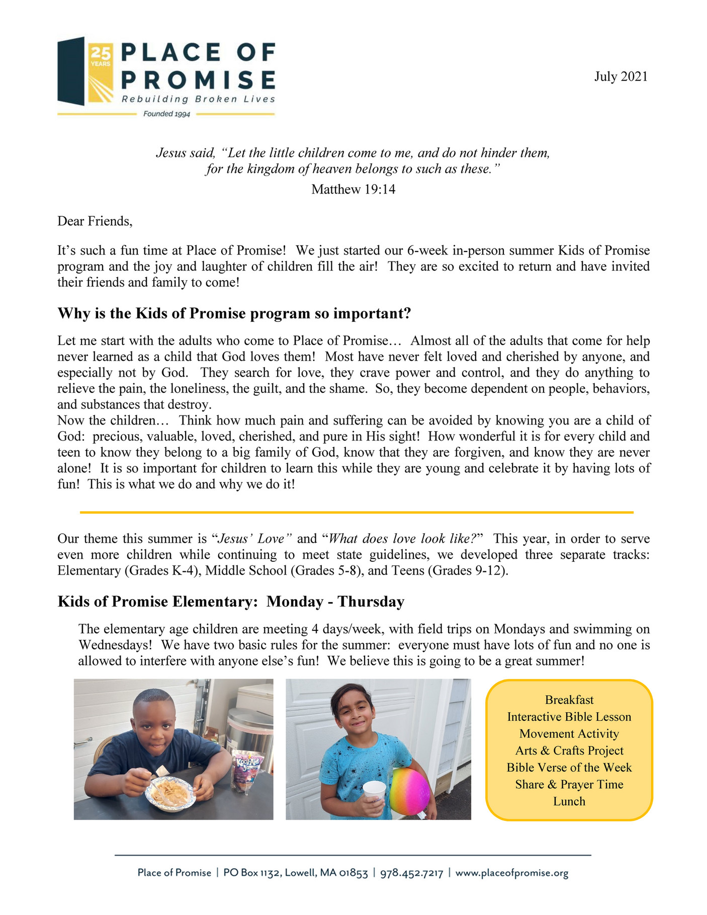 Place of Promise - Place of Promise Newsletter July 2021 - Page 1 ...