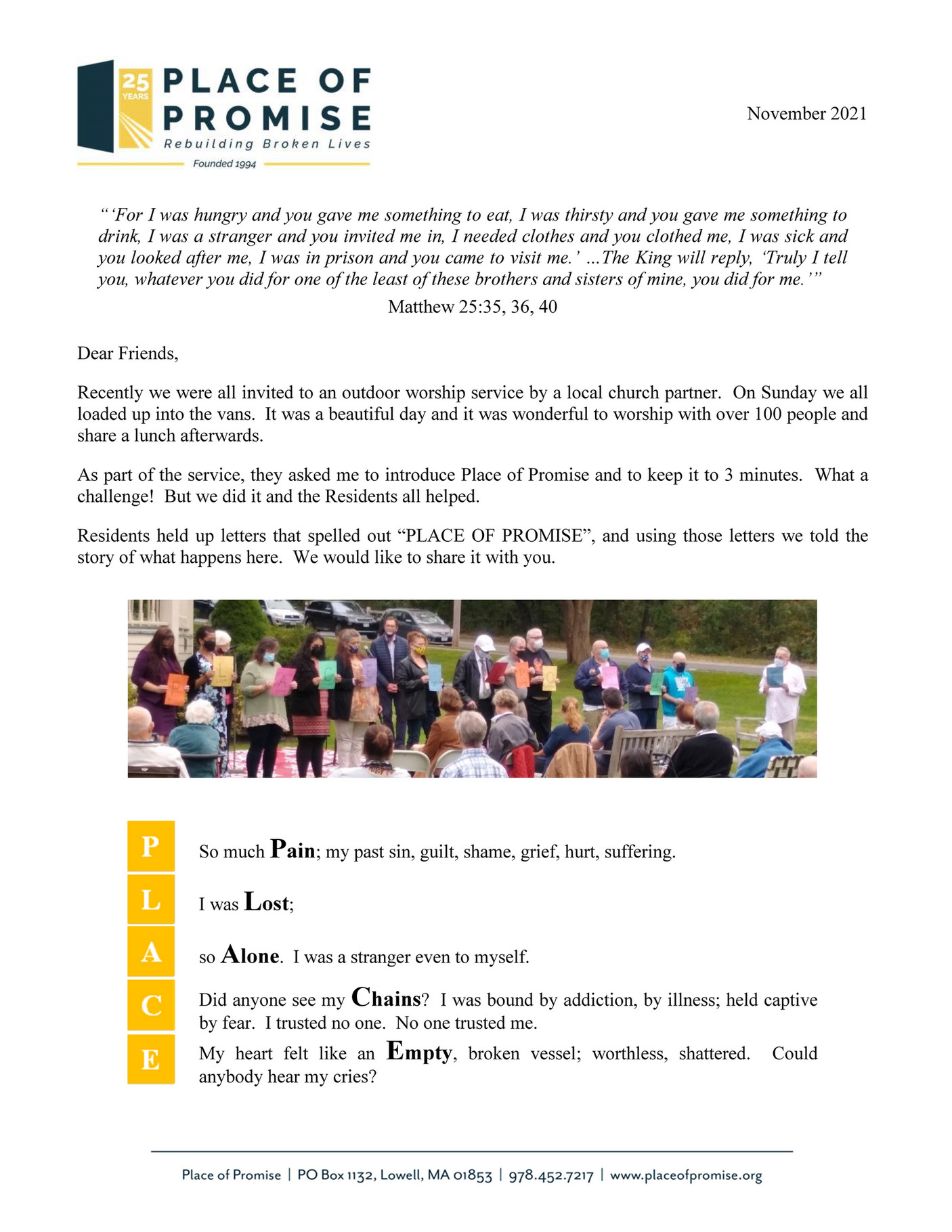 Place of Promise - Place of Promise November 2021 Newsletter - Page 1 ...