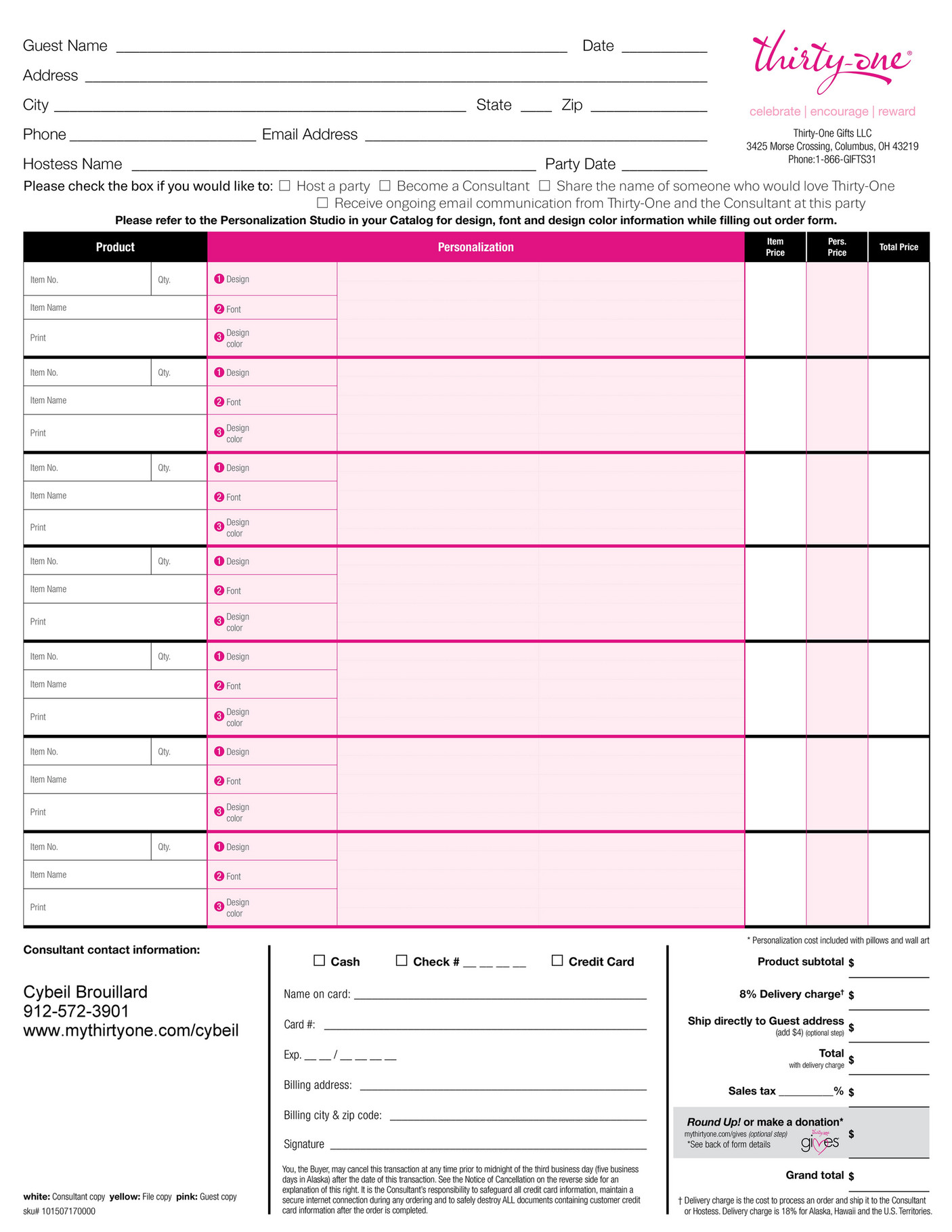 Thirty-One Order Form - Page 1 - Created with Publitas.com