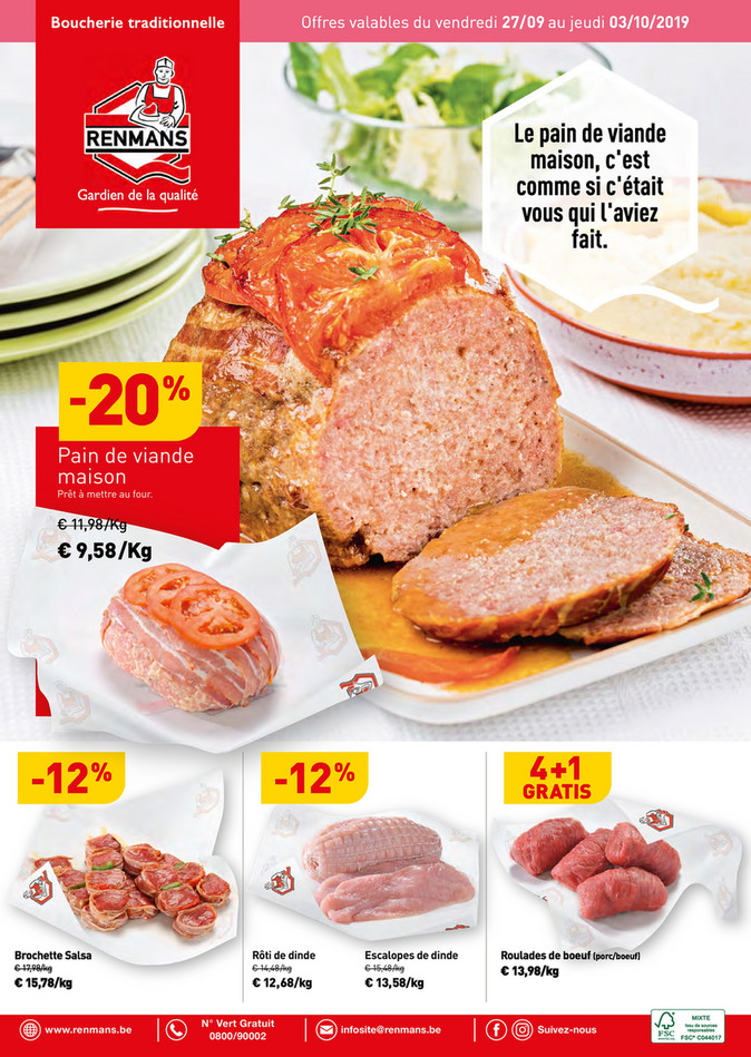 Folder Renmans du 27/09/2019 au 03/10/2019 - Promotions de la semaine 38