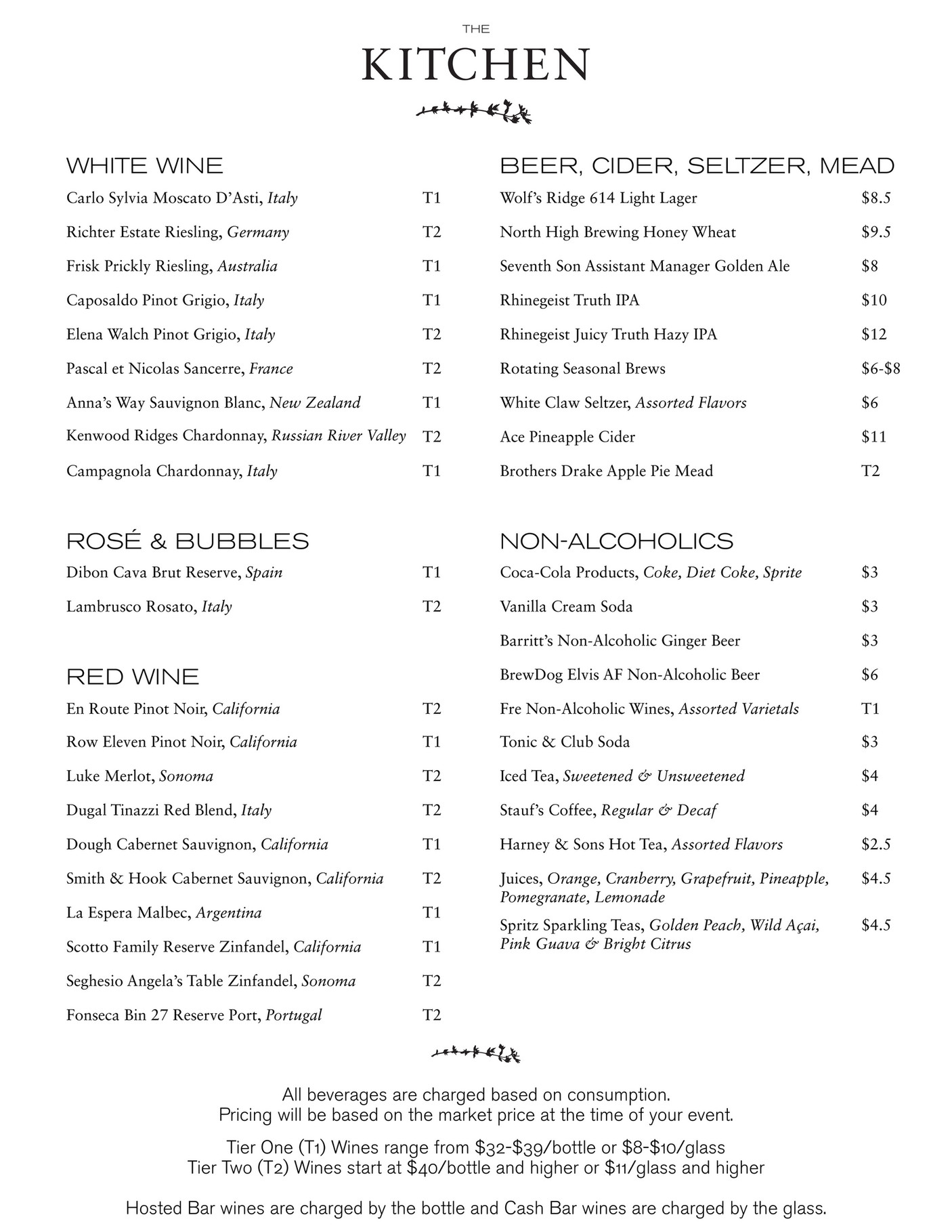 The Kitchen - The Kitchen's Beverage Menu - Page 1