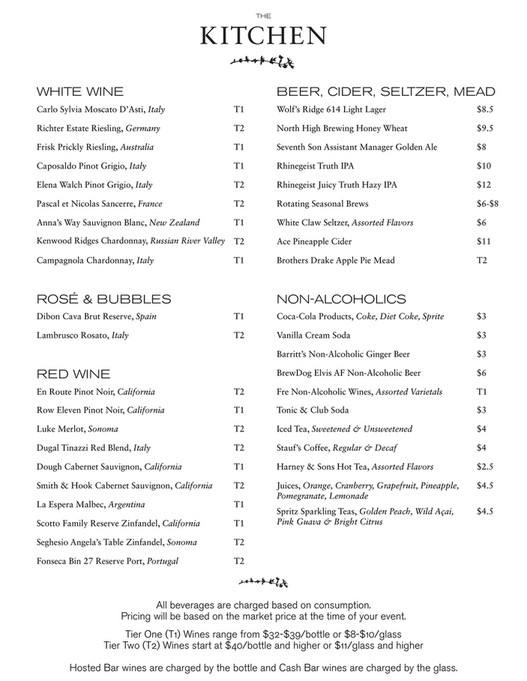 The Kitchen - The Kitchen's Beverage Menu - Page 1