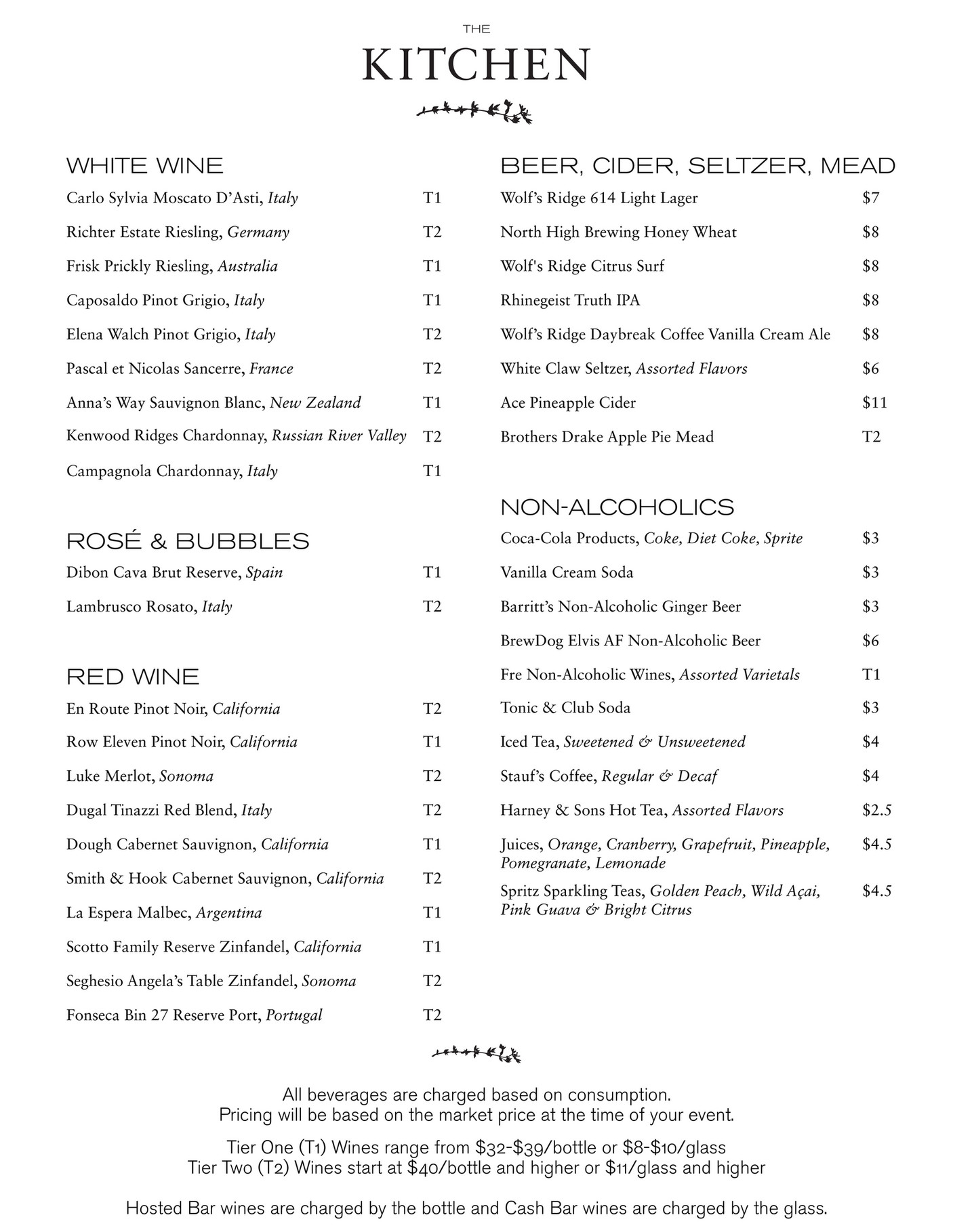 The Kitchen - The Kitchen's Beverage Menu - Page 1