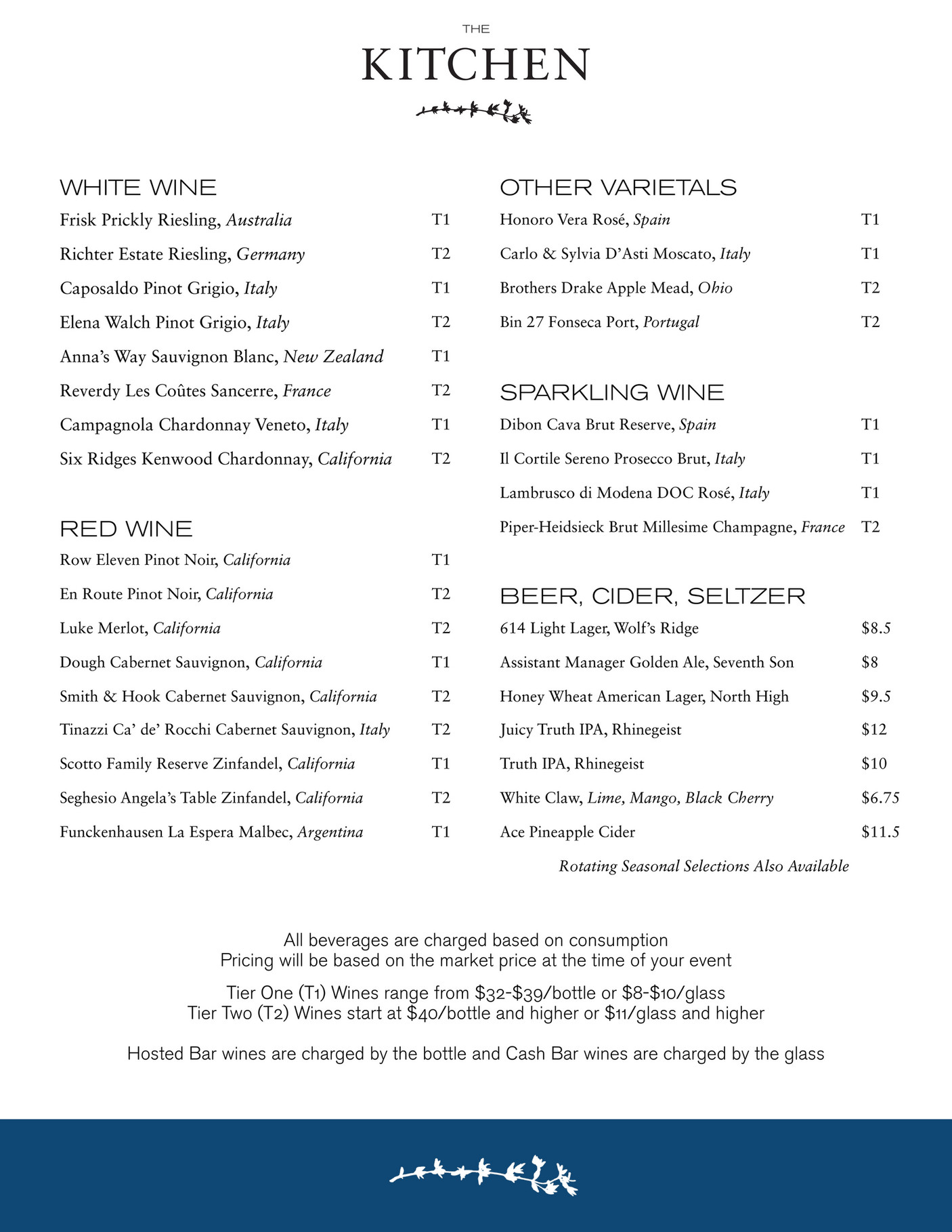 The Kitchen - The Kitchen's Beverage Menu - Page 1