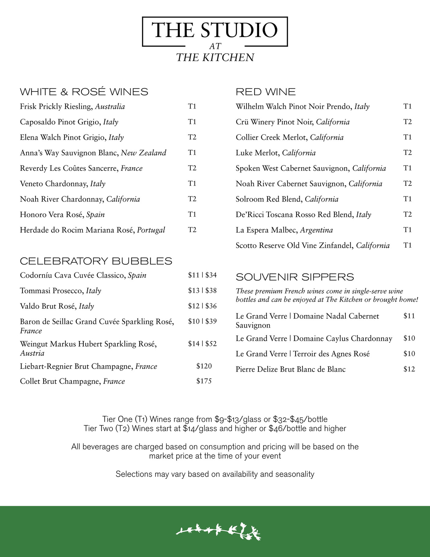 The Kitchen - The Studio's Beverage Menu - Page 4