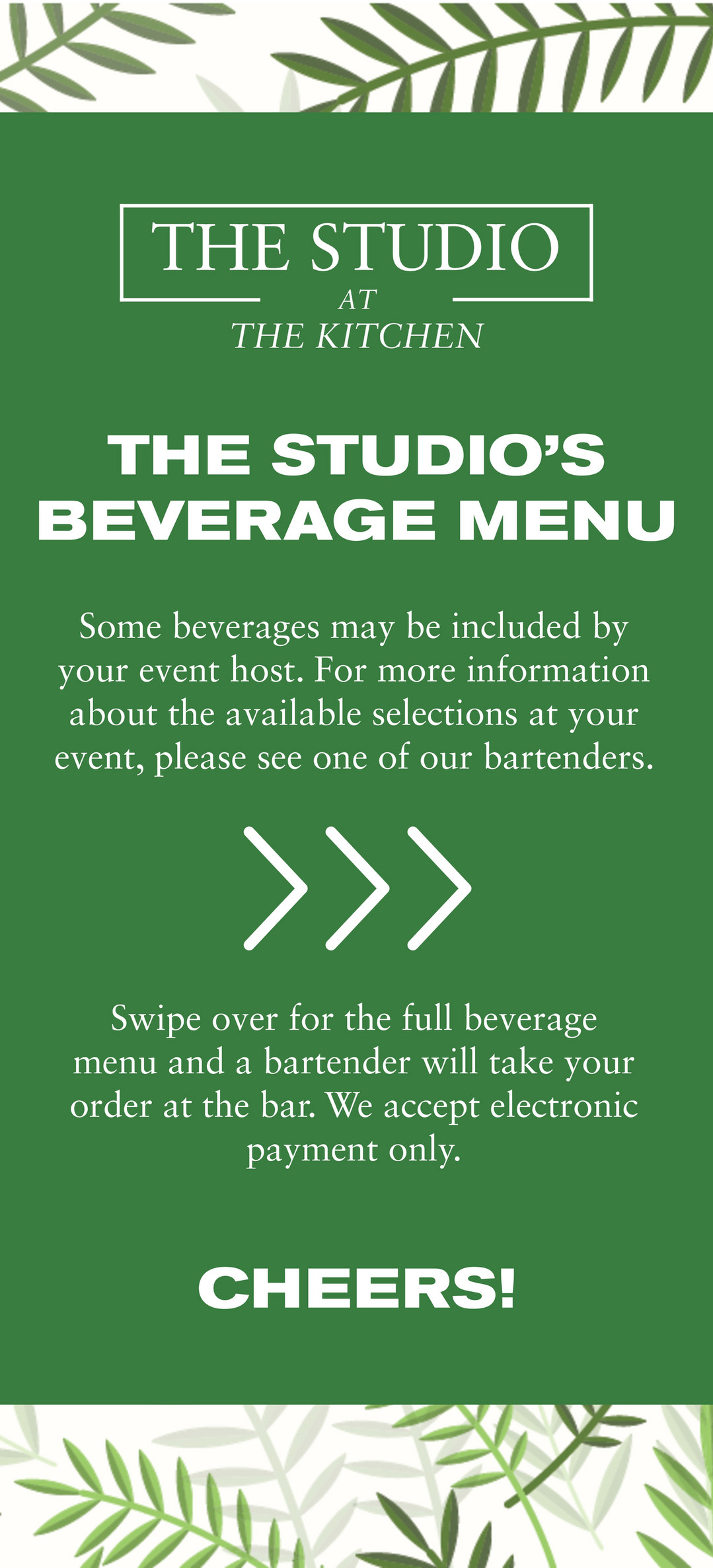 The Kitchen - The Studio's Beverage Menu - QR CODE - Page 1