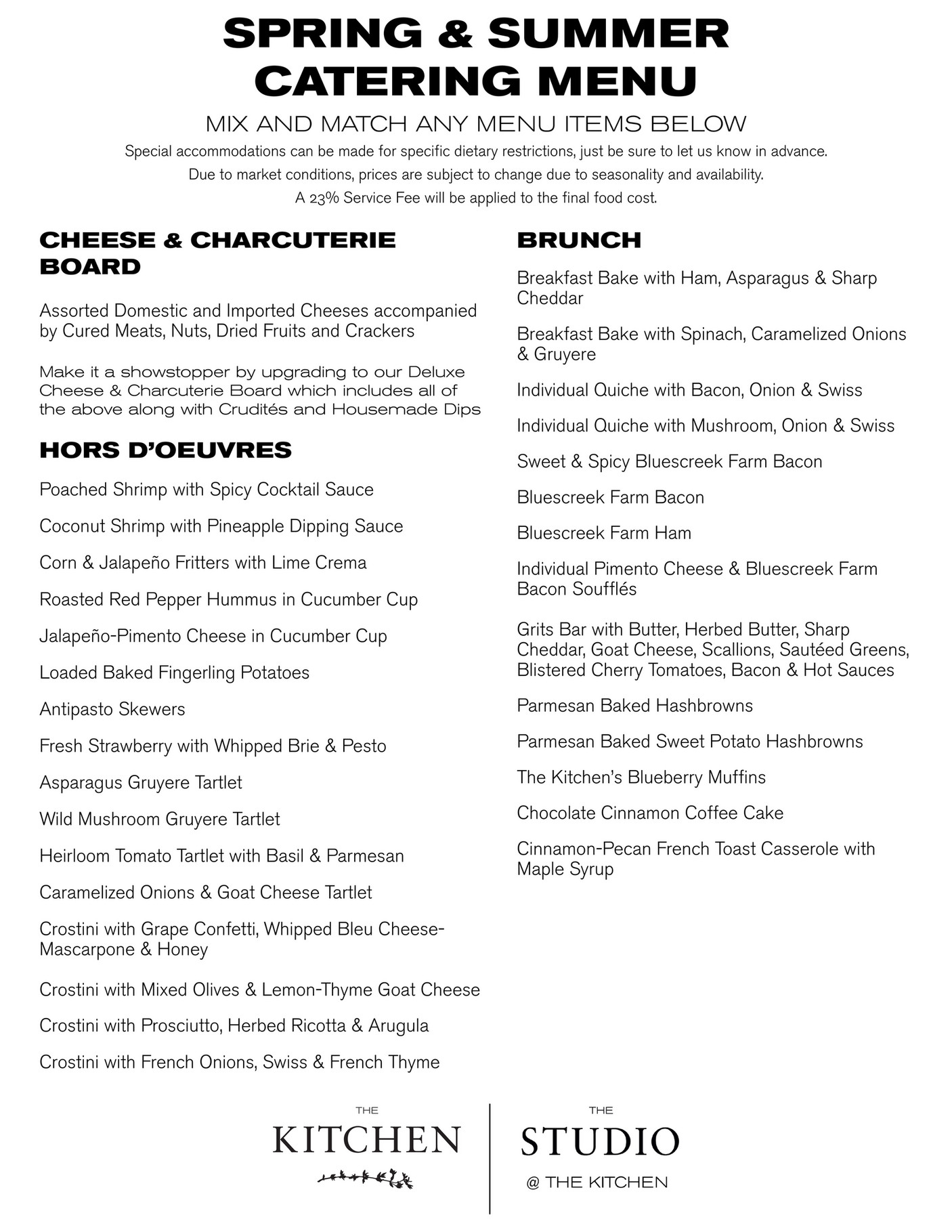 The Kitchen - Spring:Summer Catered Menu - Page 1