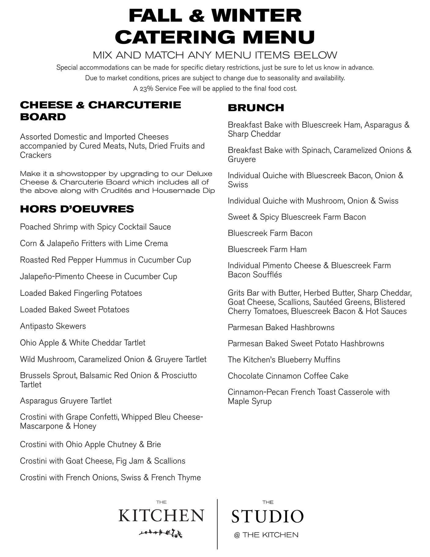 The Kitchen - Fall/Winter Catered Menu - Page 1