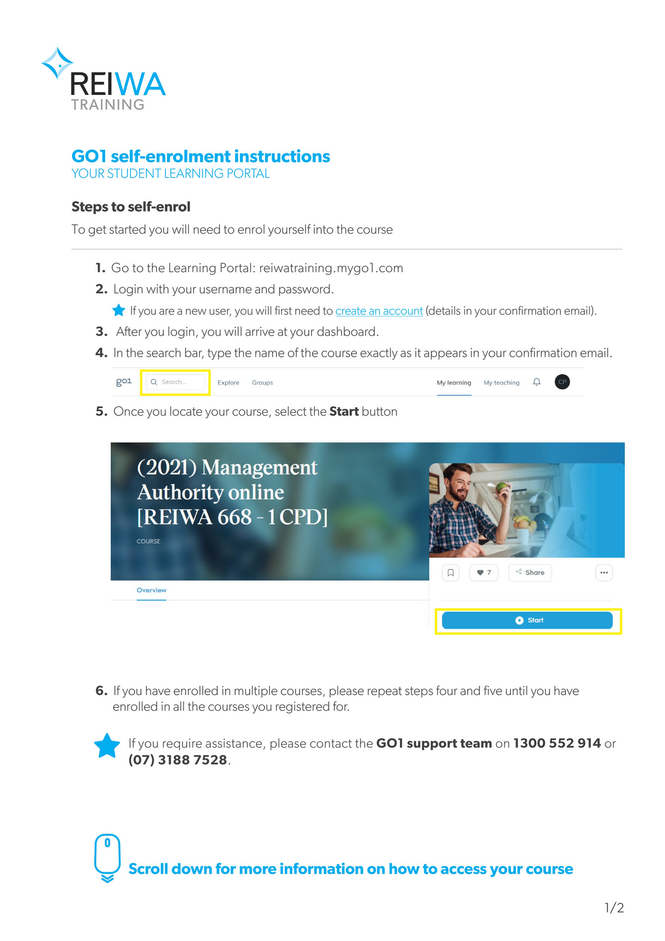 REIWA - training_GO1_self_enrolment_instructions - Page 2