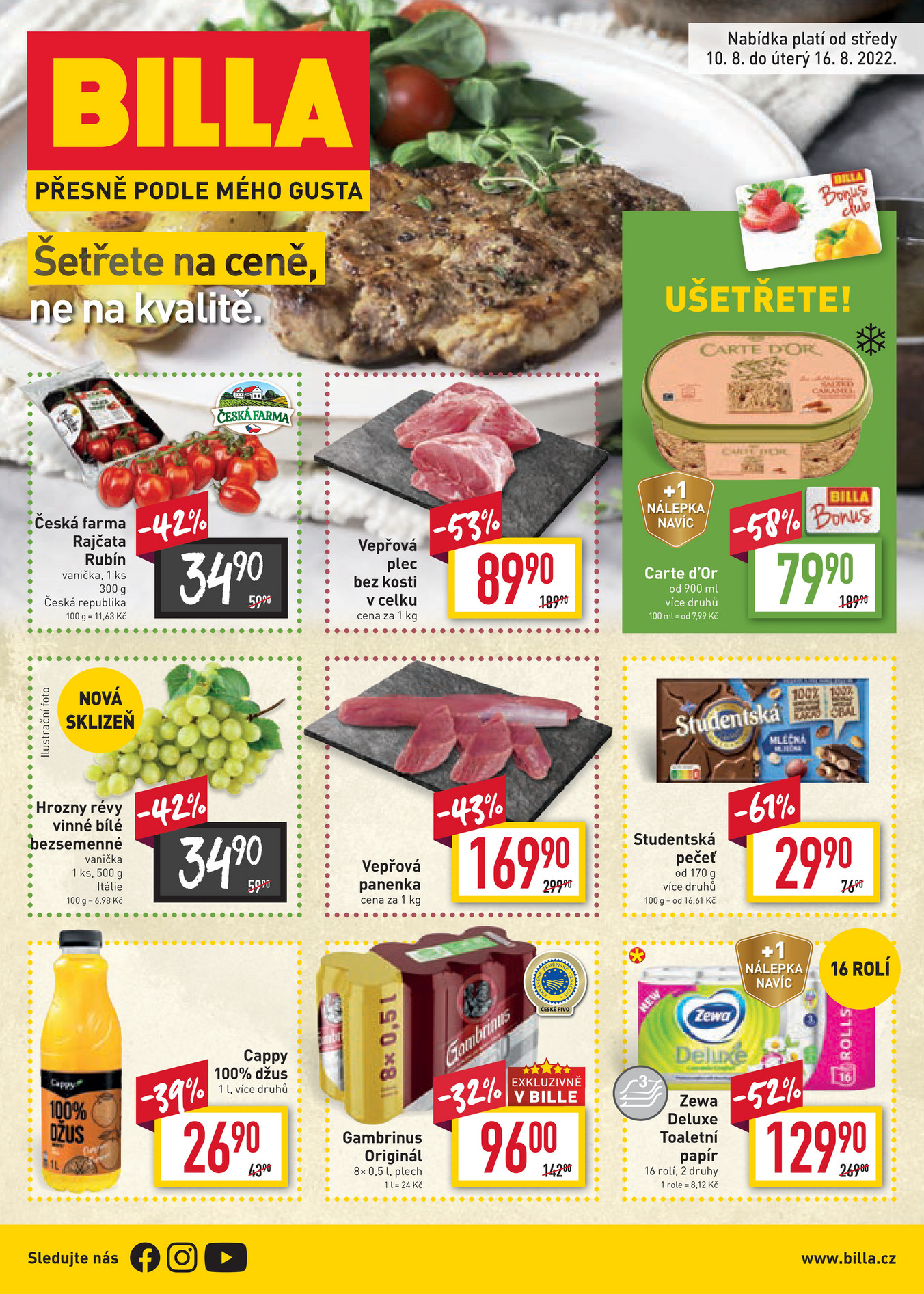 BILLA.cz - Velký leták od středy 10. 8. do úterý 16. 8. 2022 - Strana 1