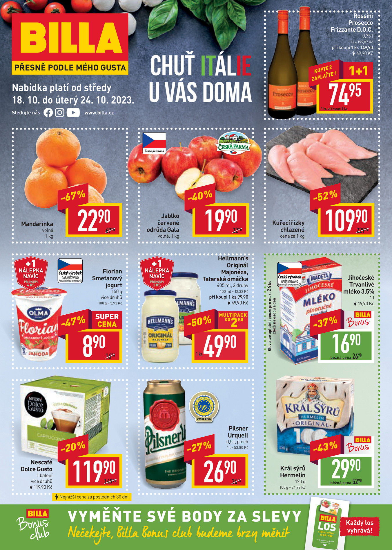 BILLA.cz - Velký leták od středy 18. 10. do úterý 24. 10. 2023 - Strana 1