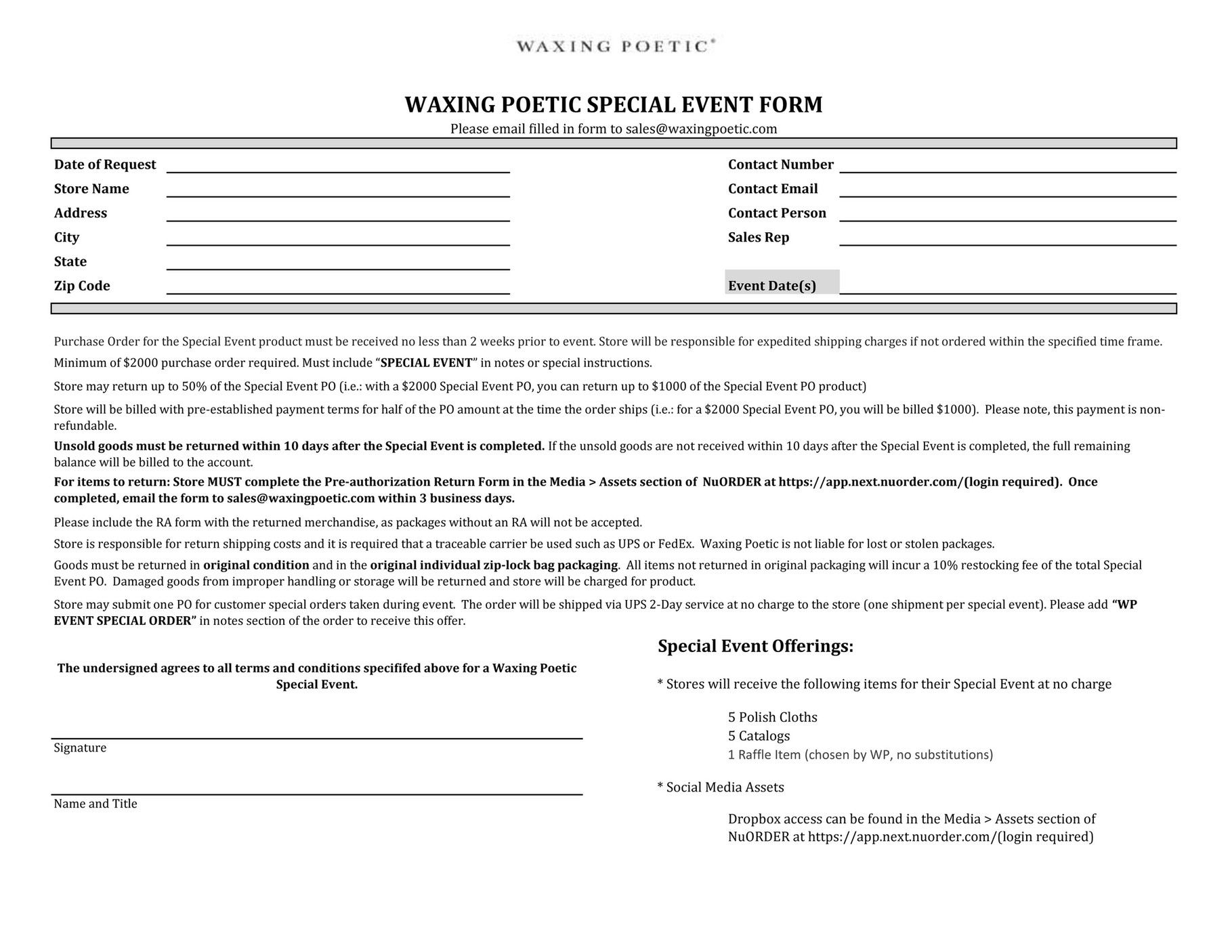 Tango - 2023 Waxing Poetic Special Event Form - Page 1
