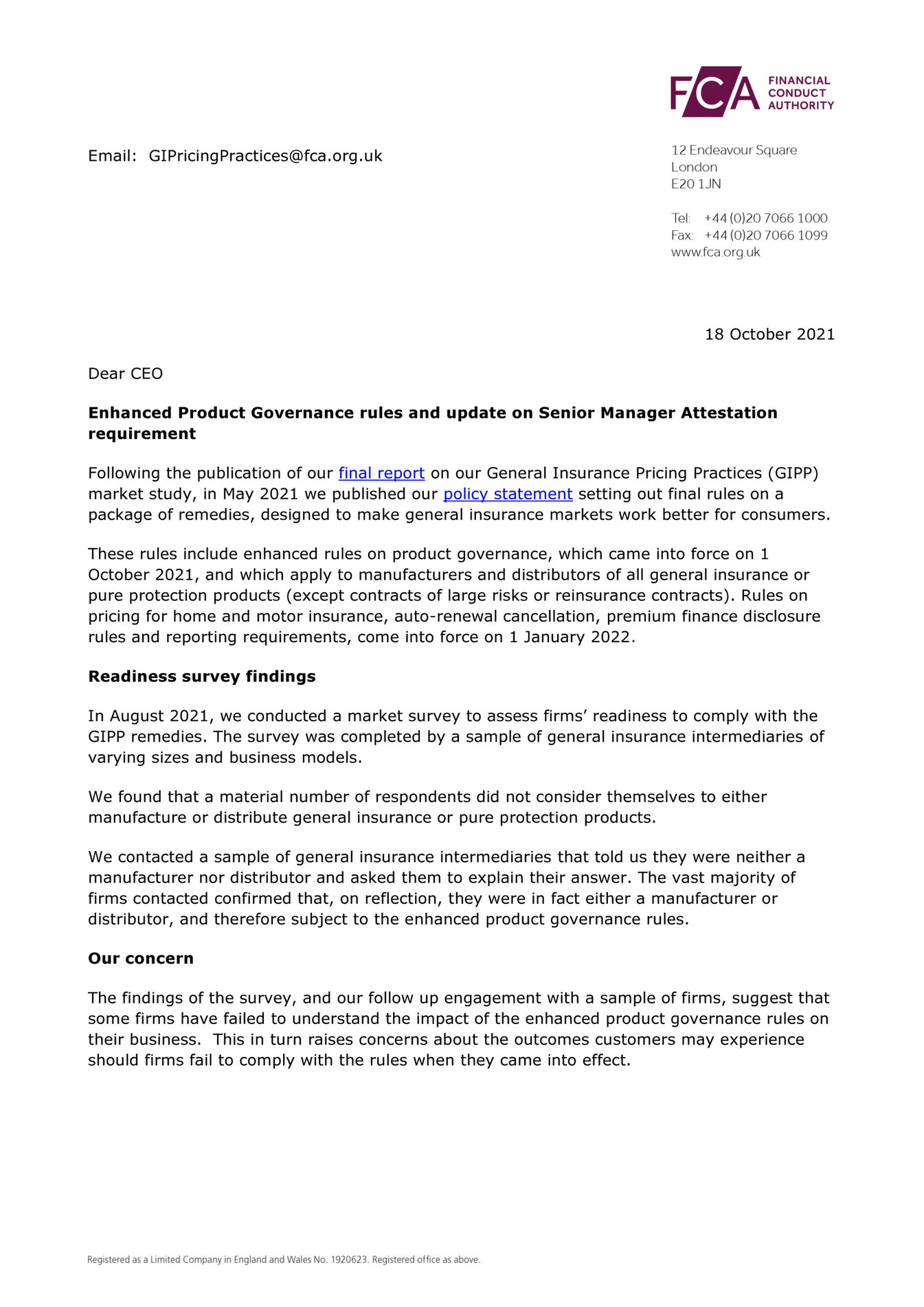 BIBA - FCA: Enhanced Product Governance rules and update on Senior ...