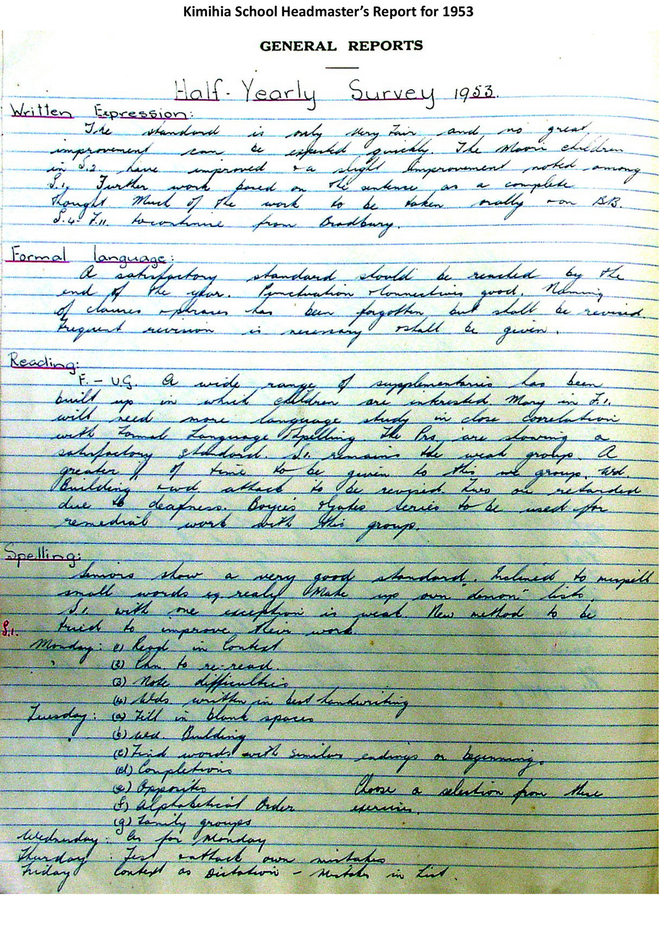 Publications - 1953 Kimihia School Headmasters Report - Page 2-3 ...