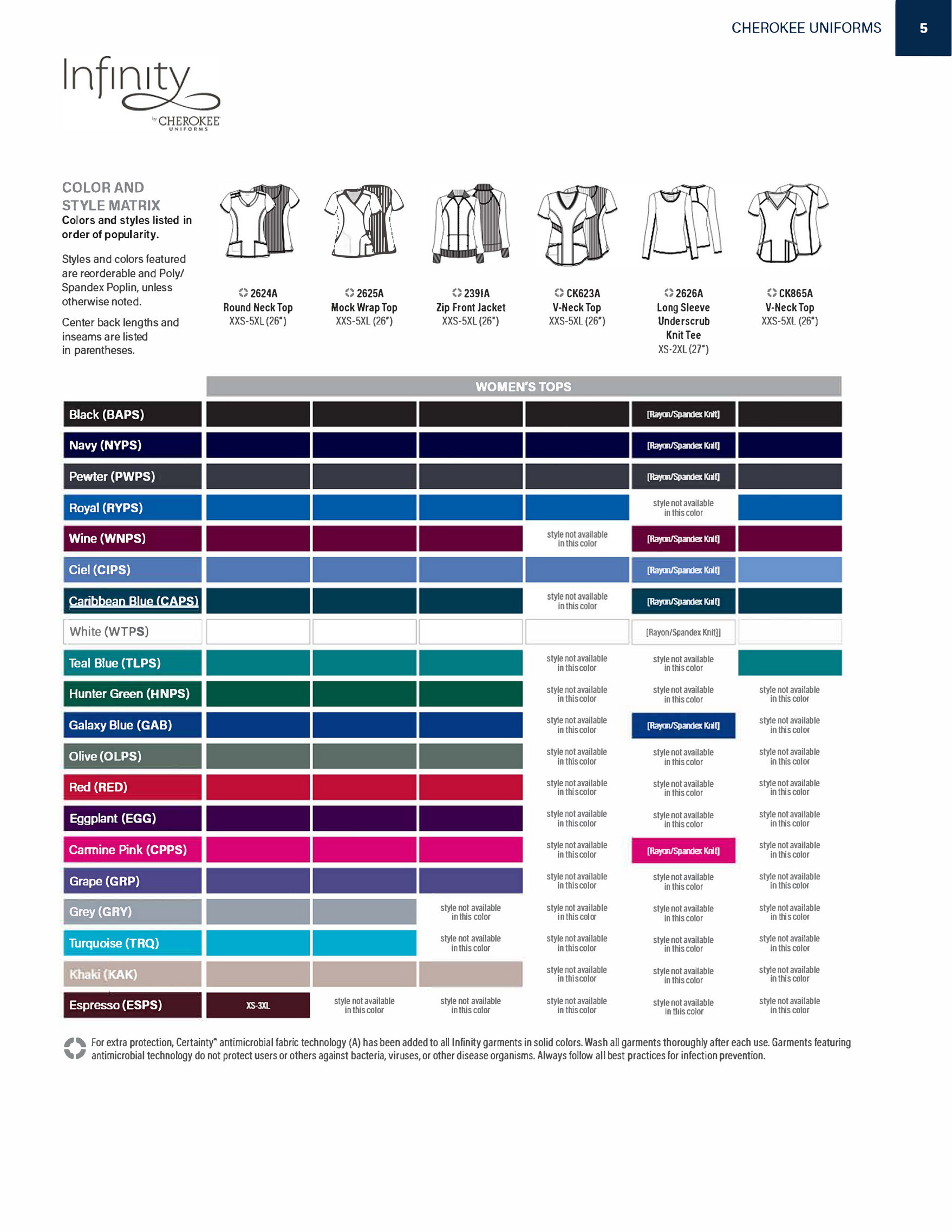Cherokee Uniforms Color Chart - Infoupdate.org