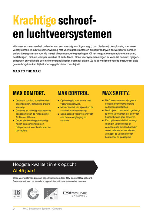 MAD - MAD Suspension Systems - brochure - campers - schroef- en ...