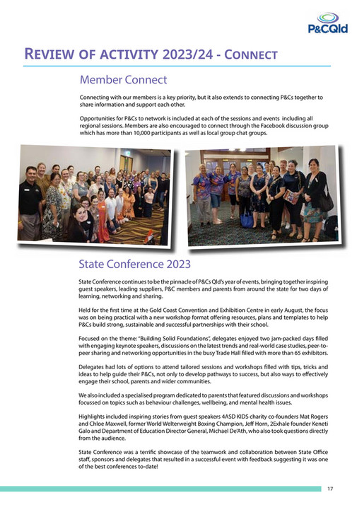 P&Cs Qld - QCPCA/P&Cs Qld Annual Report 2023/24 - Page 16-17 - Created with Publitas.com
