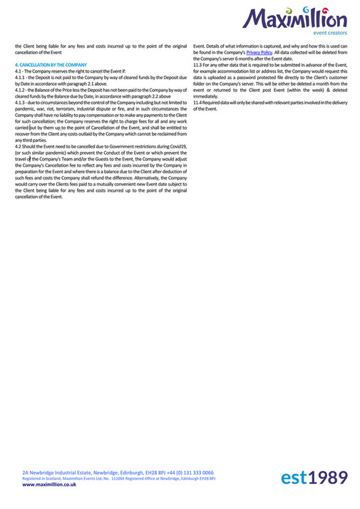 Maximillion Events Ltd - Maximillion Terms & Conditions - Page 2
